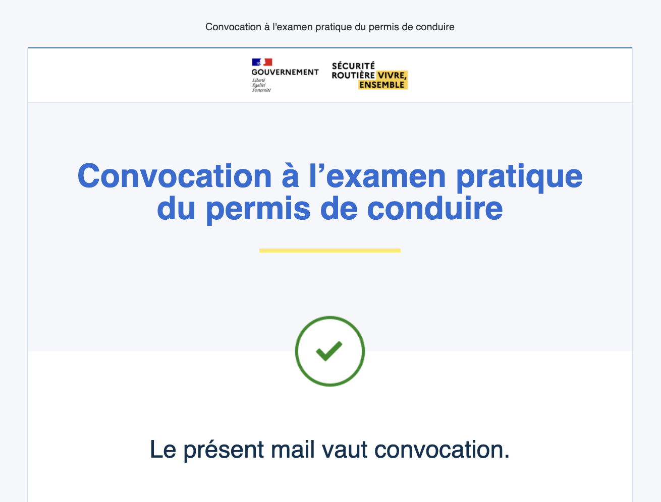 Votre convocation à l’examen pratique – Ornikar