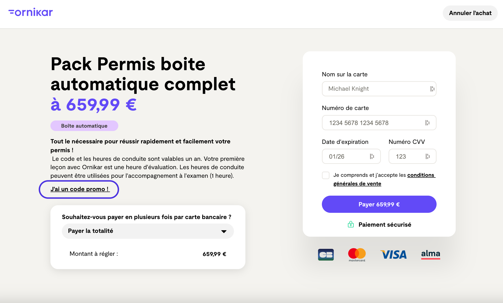 Utiliser un code promotionnel – Ornikar